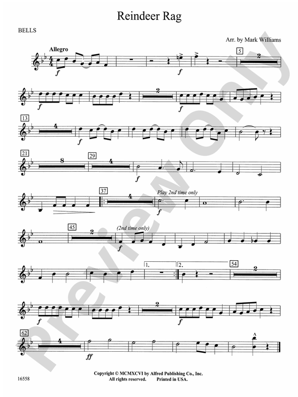Reindeer Rag: Bells: Bells Part - Digital Sheet Music Download
