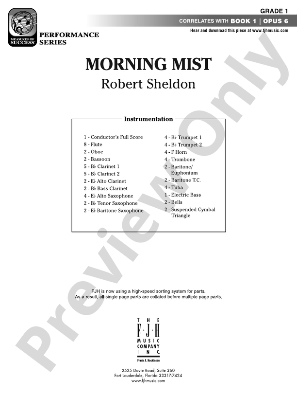 Morning Mist: Score: Concert Band Score: Robert Sheldon - Digital Sheet ...