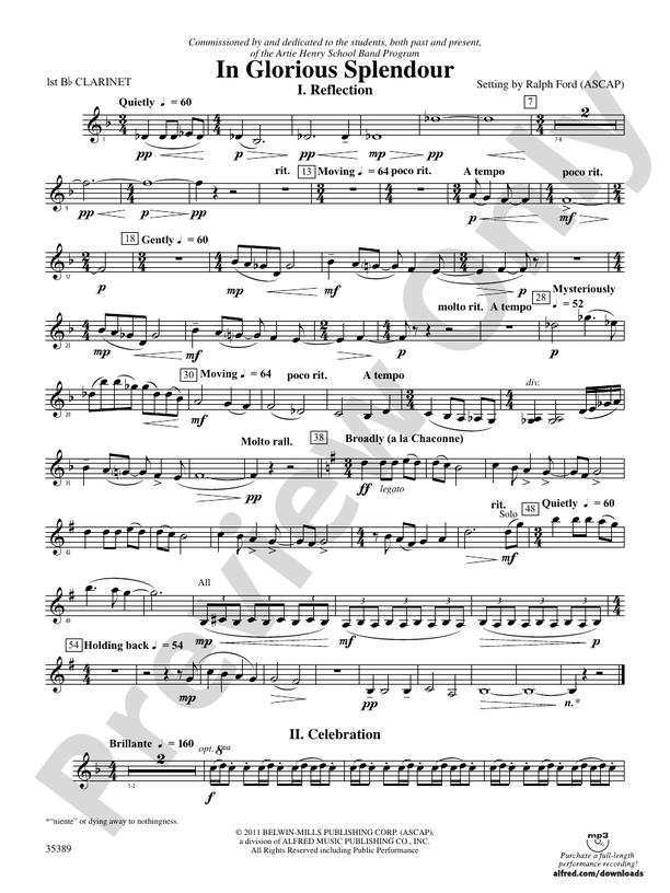 In Glorious Splendour: 1st B-flat Clarinet: 1st B-flat Clarinet Part - Digital Sheet Music Download