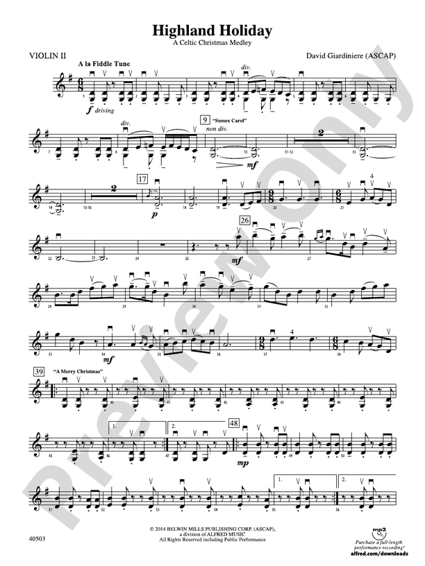 Highland Holiday: 2nd Violin: 2nd Violin Part - Digital Sheet Music Download