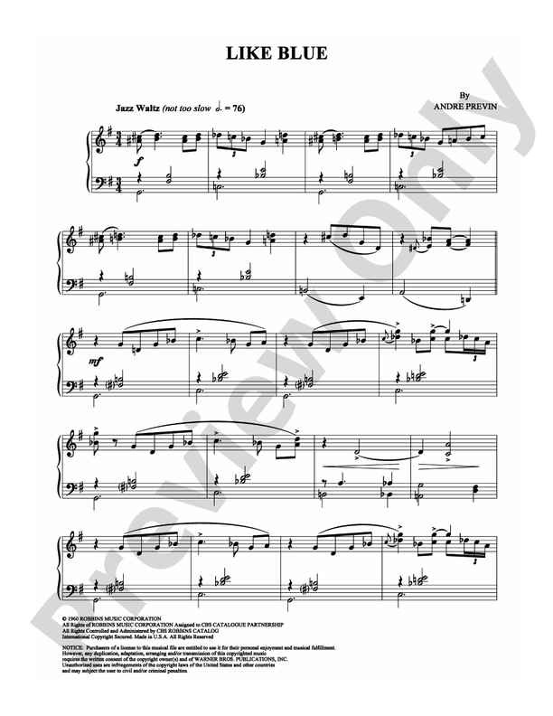 Like Blue: Piano: Andre Previn - Digital Sheet Music Download