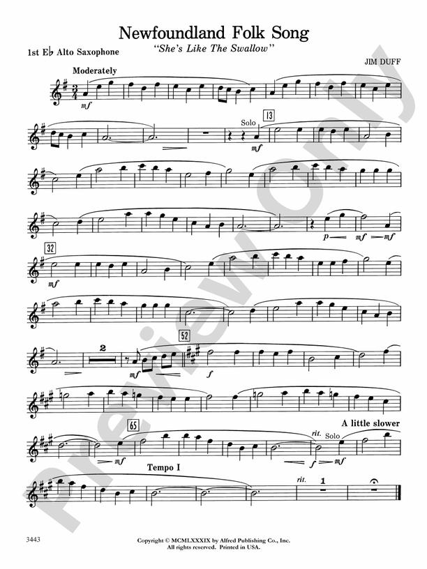 Newfoundland Folk Song: E-flat Alto Saxophone: E-flat Alto Saxophone ...