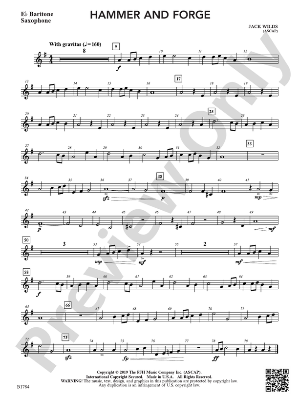 Hammer and Forge: E-flat Baritone Saxophone: E-flat Baritone Saxophone Part: Jack Wilds ...