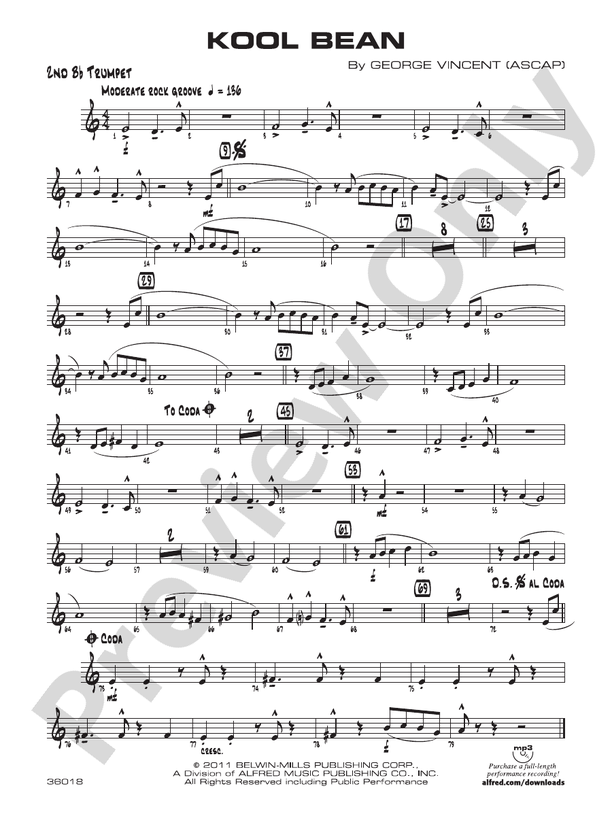 Kool Bean: 2nd B-flat Trumpet: 2nd B-flat Trumpet Part - Digital Sheet ...