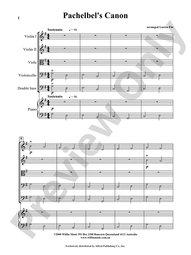 Pachelbel's Canon: Score: String Orchestra Score - Digital Sheet Music ...