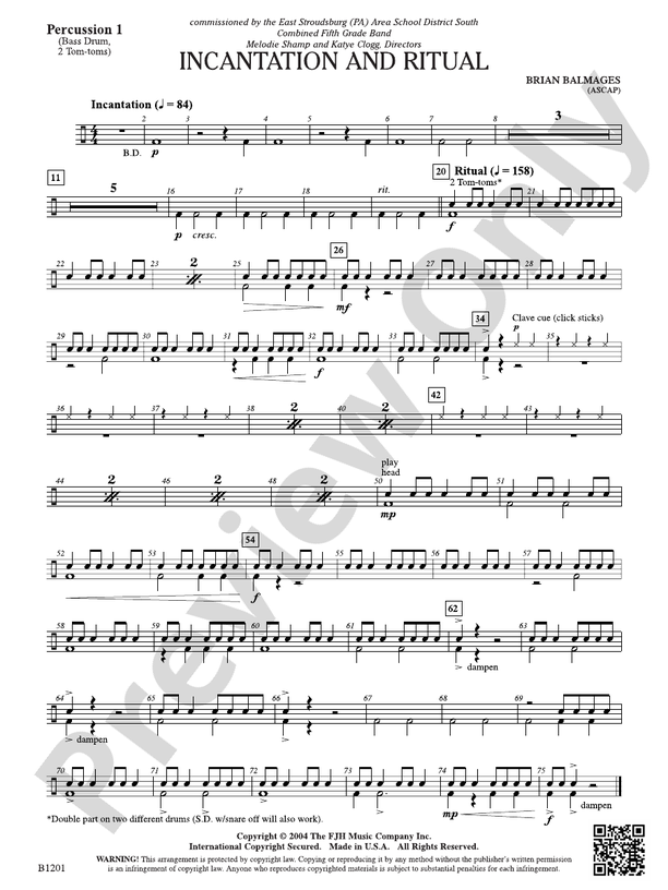 Incantation and Ritual: Percussion 1: Percussion 1 Part: Brian Balmages ...
