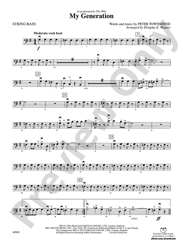My Generation: String Bass: String Bass Part - Digital Sheet Music Download