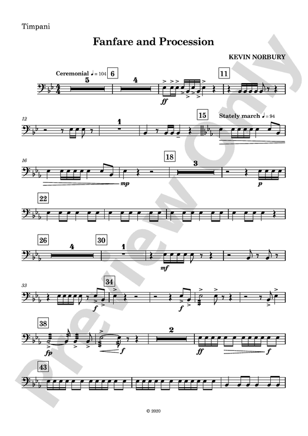Fanfare and Procession: Timpani: Timpani Part - Digital Sheet Music Download