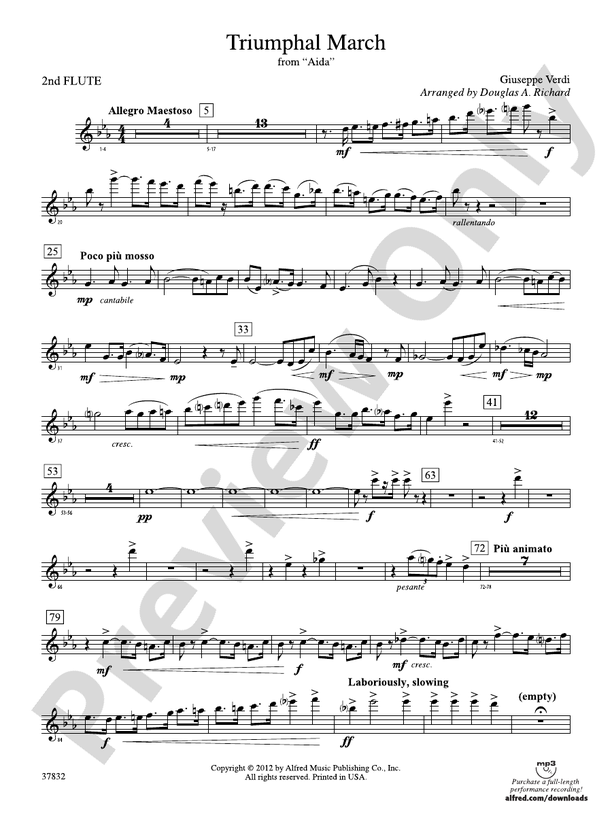 Triumphal March (from Aida): 2nd Flute: 2nd Flute Part - Digital Sheet ...