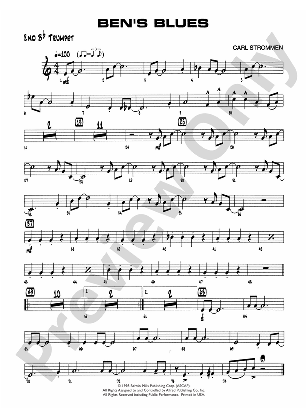 Ben's Blues: 2nd B-flat Trumpet: 2nd B-flat Trumpet Part - Digital Sheet Music Download