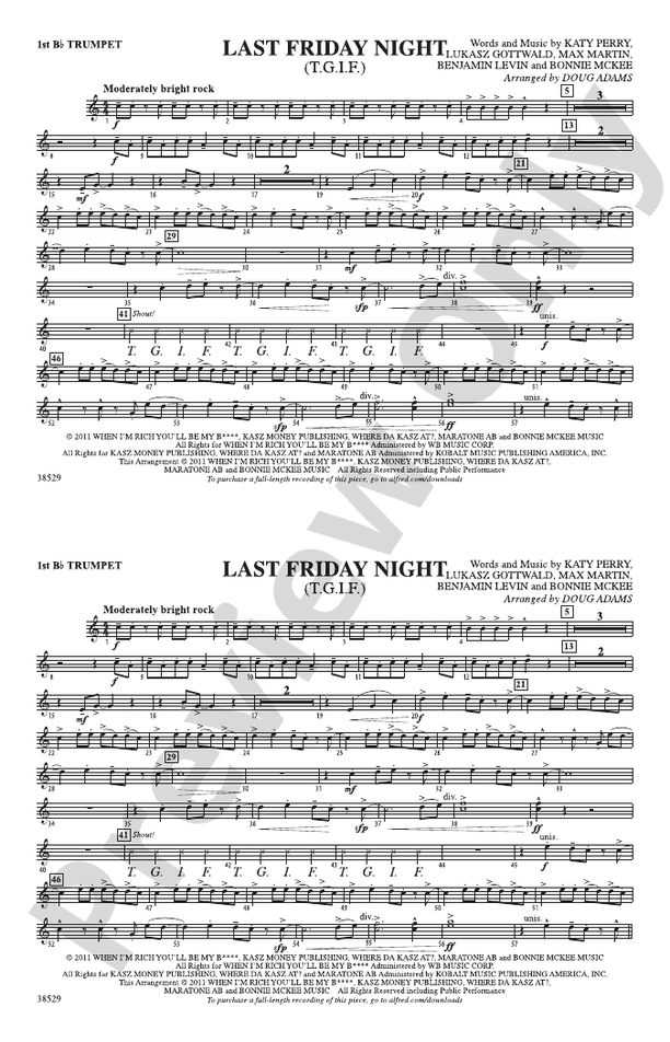 Last Friday Night (T.G.I.F.): 1st B-flat Trumpet: 1st B-flat Trumpet ...