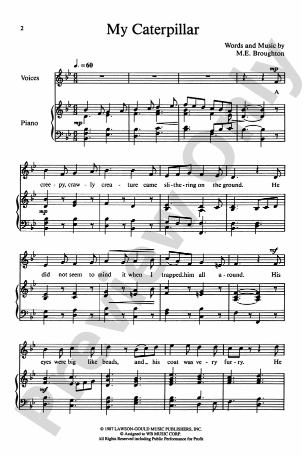 My Caterpillar: Unison Choral Octavo: Marilyn Broughton - Digital Sheet ...