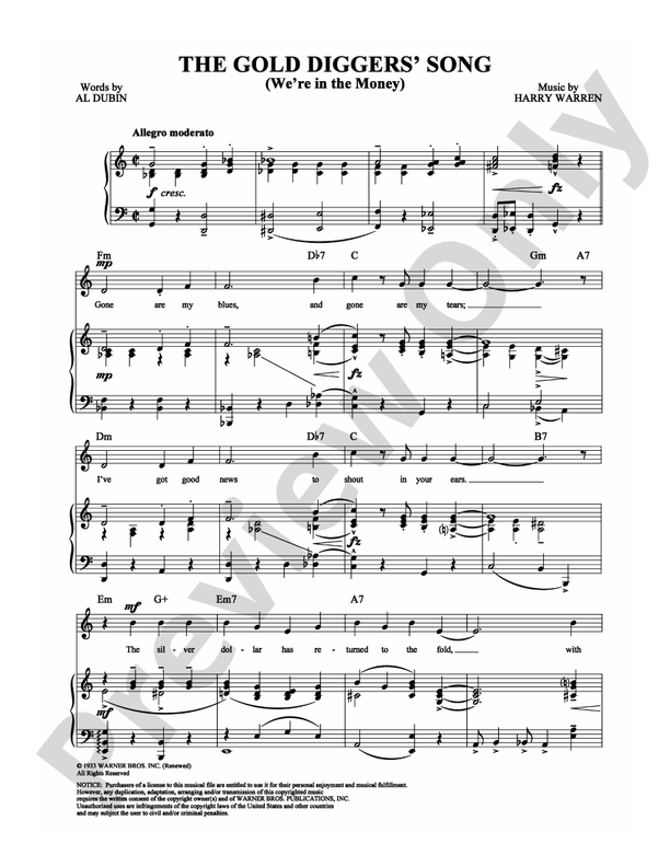 The Gold Diggers' Song (We're in the Money): Piano/Vocal/Chords: Harry ...