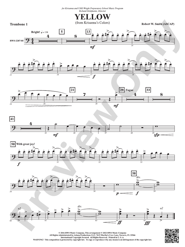 Yellow - From Krisanna's Colors: 1st Trombone: 1st Trombone Part ...