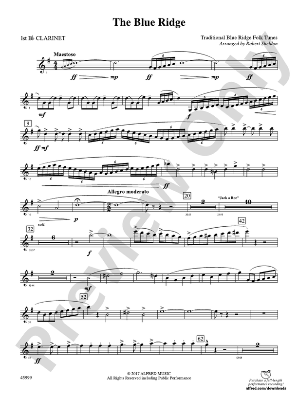 The Blue Ridge: 1st B-flat Clarinet: 1st B-flat Clarinet Part - Digital ...