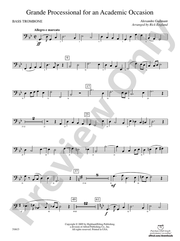 Grande Processional for an Academic Occasion: Bass Trombone: Bass ...