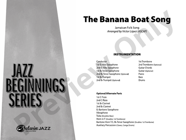 The Banana Boat Song: Jazz Ensemble Conductor Score & Parts - Digital ...
