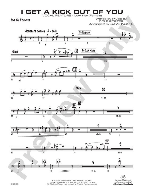 I Get a Kick Out of You: 1st B-flat Trumpet: 1st B-flat Trumpet Part ...