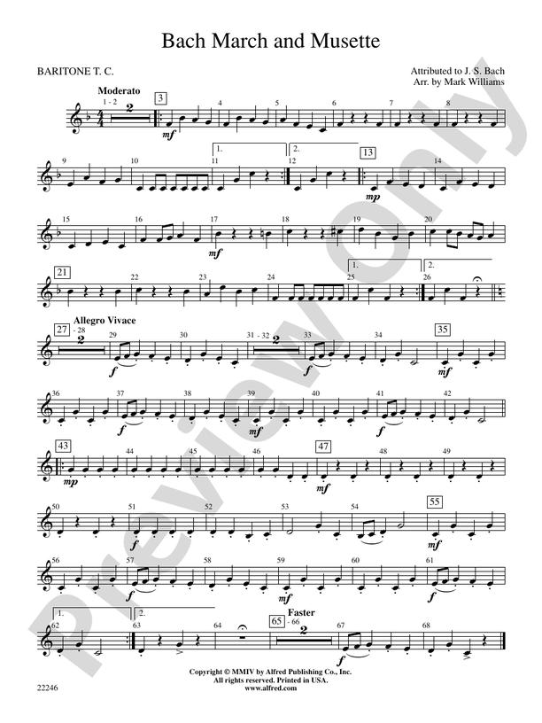 Bach March and Musette: Baritone T.C.: Baritone T.C. Part - Digital ...