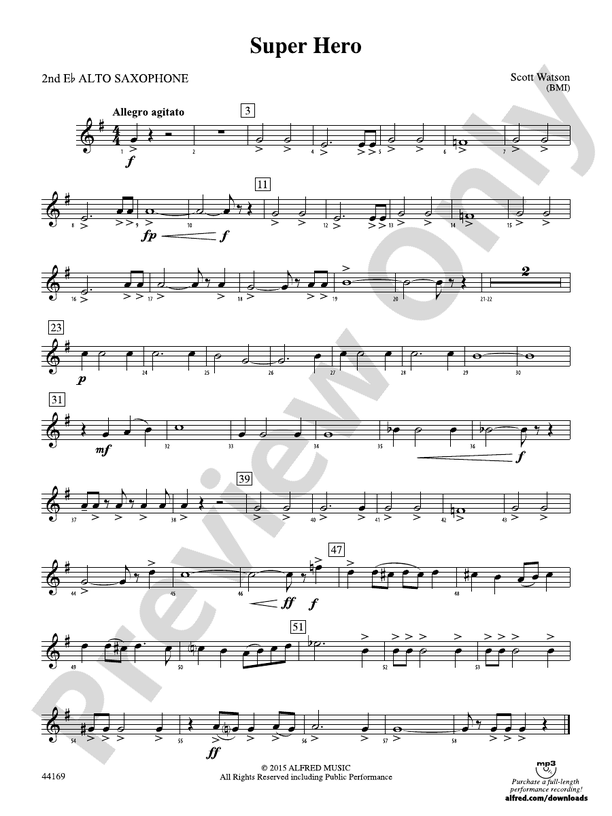 Super Hero: 2nd E-flat Alto Saxophone: 2nd E-flat Alto Saxophone Part ...