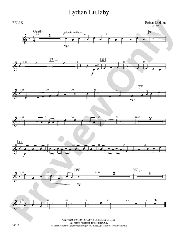 Lydian Lullaby: Bells: Bells Part - Digital Sheet Music Download
