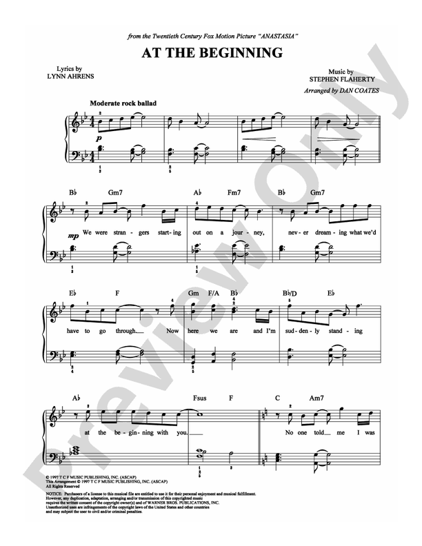At the Beginning: Easy Piano: Richard Marx - Digital Sheet Music Download