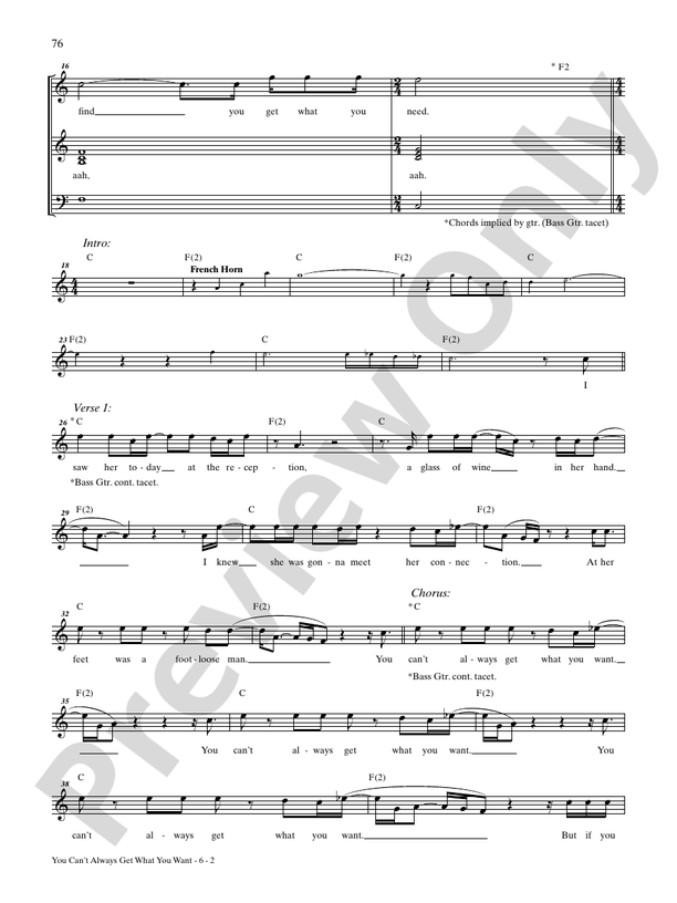 You Can't Always Get What You Want: Bass Guitar: The Rolling Stones - Digital Sheet Music Download