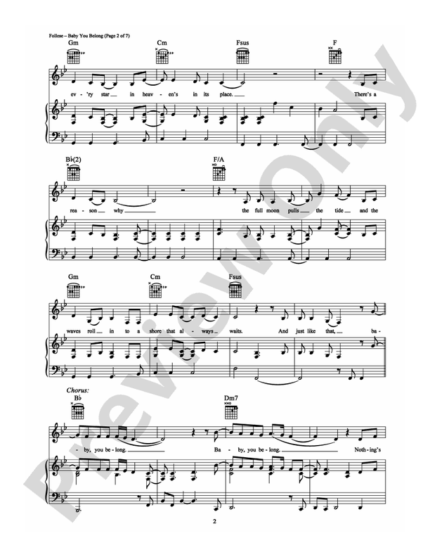 Baby You Belong: Piano/Vocal/Chords: Faith Hill - Digital Sheet Music ...
