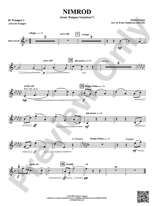 Nimrod (from "Enigma Variations"): 1st B-flat Trumpet: 1st B-flat ...