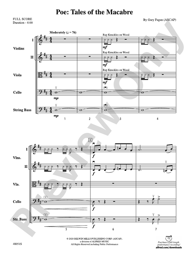 Poe: Tales of the Macabre: String Orchestra Conductor Score & Parts ...