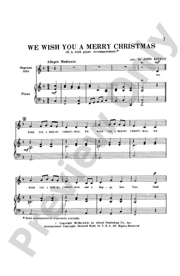 We Wish You a Merry Christmas: 2-Part Choral Octavo - Digital Sheet ...