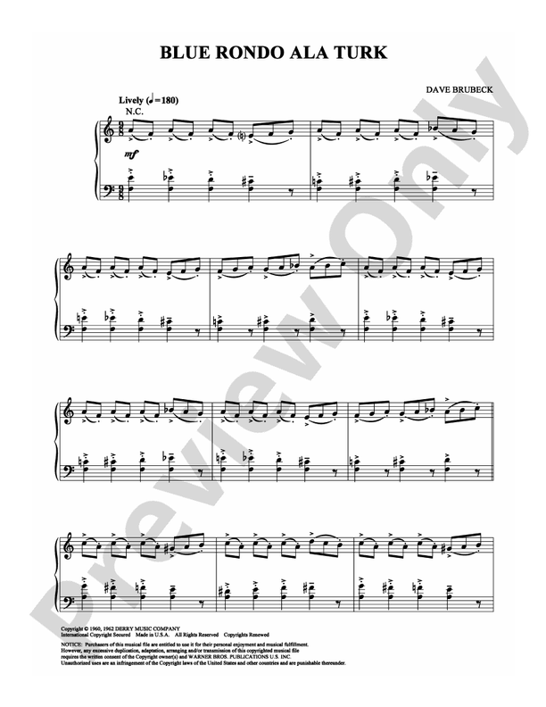 Blue Rondo a la Turk: Piano: Dave Brubeck - Digital Sheet Music Download