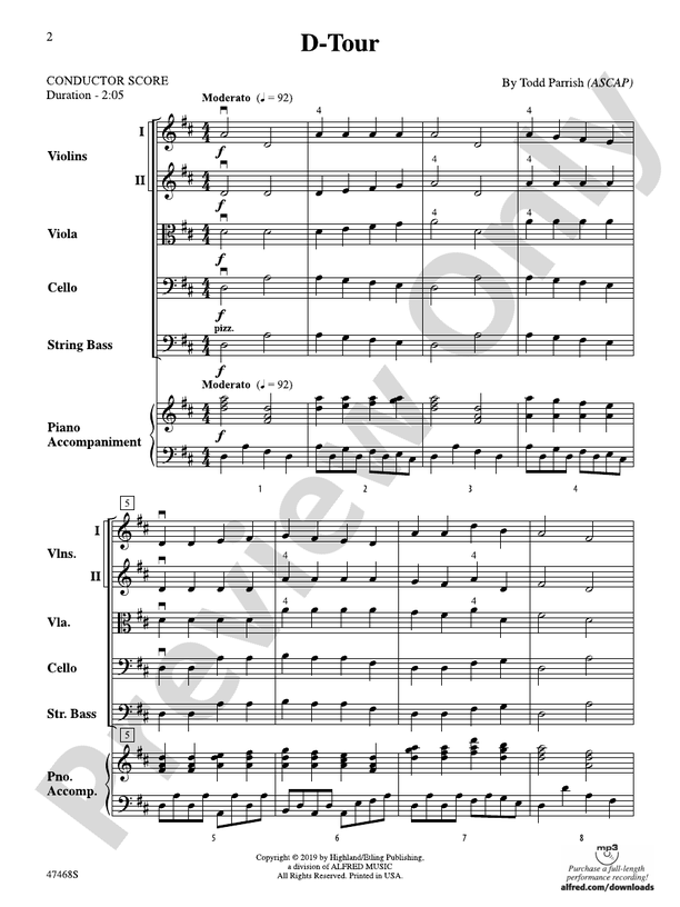 D-Tour: Score: String Orchestra Score - Digital Sheet Music Download