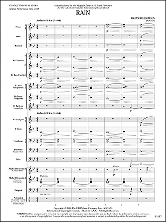 Rain: Concert Band Conductor Score & Parts: Brian Balmages | Alfred Music