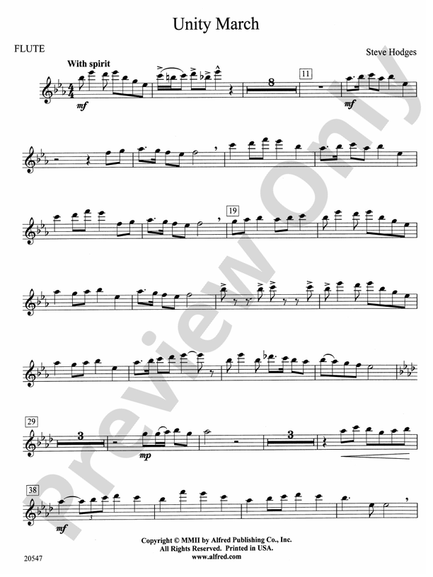 Unity March: Flute: Flute Part - Digital Sheet Music Download