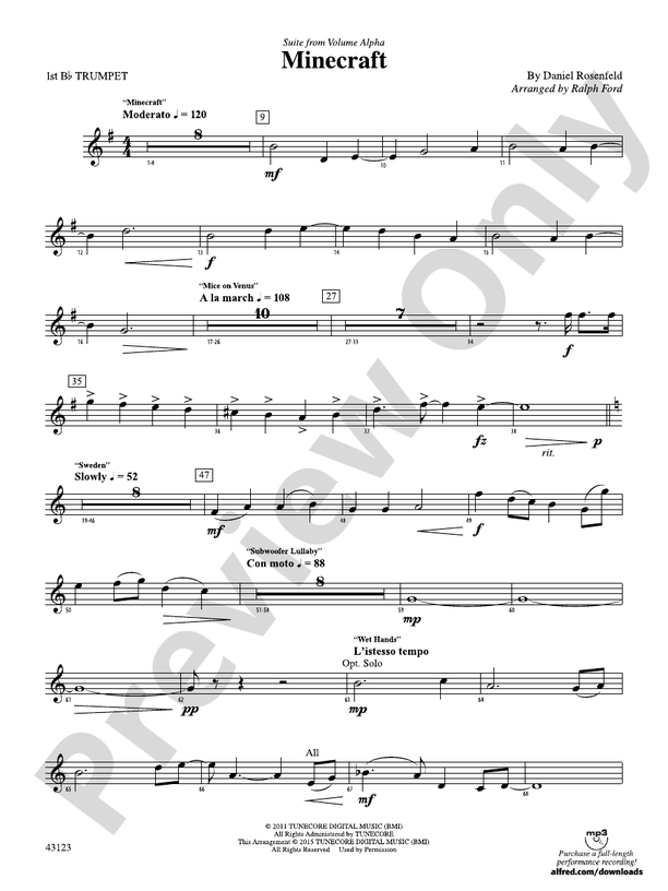 Minecraft: 1st B-flat Trumpet: 1st B-flat Trumpet Part - Digital Sheet ...