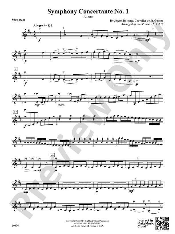 Symphony Concertante No. 1: 2nd Violin: 2nd Violin Part - Digital Sheet Music Download