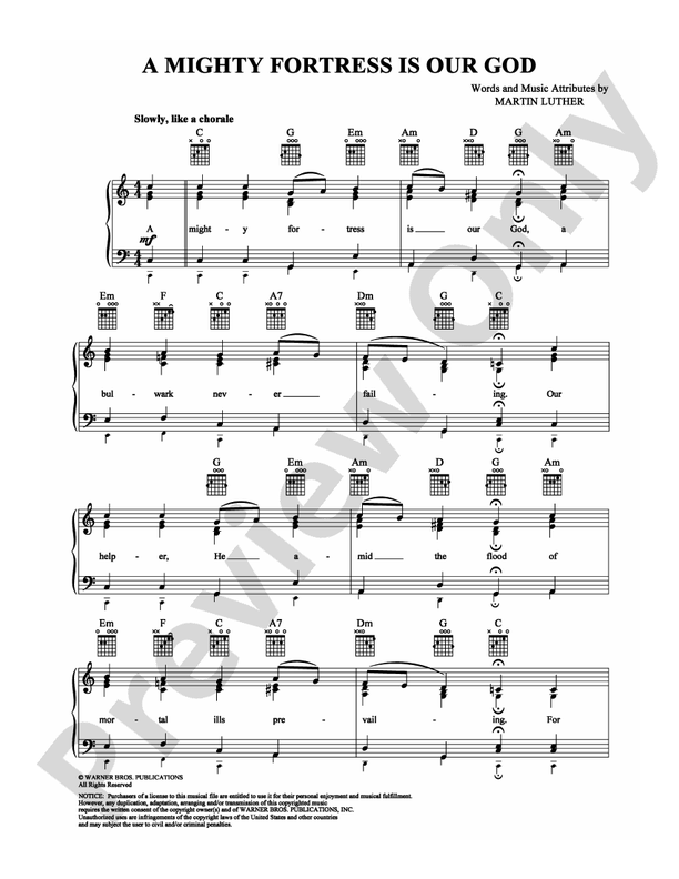 A Mighty Fortress Is Our God: Piano/Vocal/Chords: Martin Luther ...