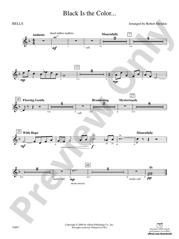 Black Is the Color...: Bells: Bells Part - Digital Sheet Music Download