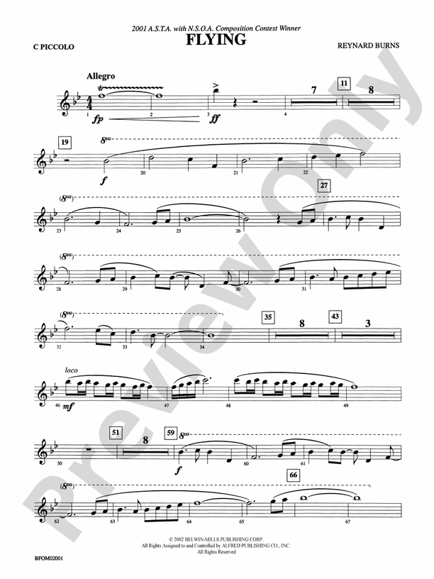 Flying: Piccolo: Piccolo Part - Digital Sheet Music Download