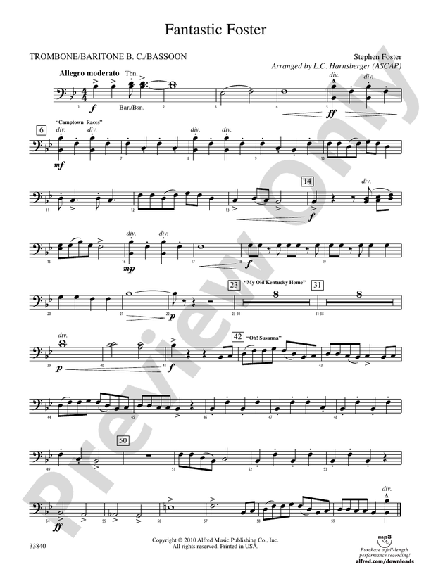 Fantastic Foster: 1st Trombone: 1st Trombone Part - Digital Sheet Music Download