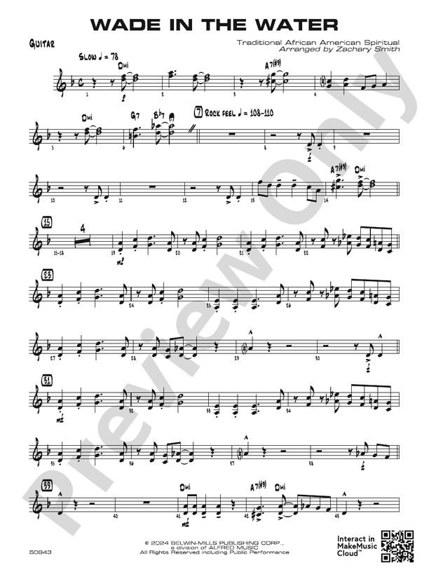 Wade in the Water: Guitar: Guitar Part - Digital Sheet Music Download