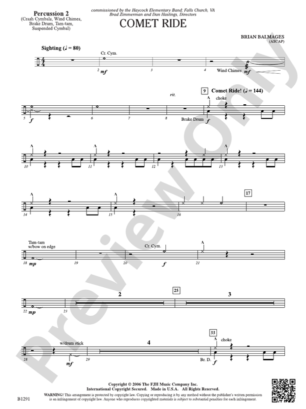 Comet Ride: Percussion 2: Percussion 2 Part: Brian Balmages - Digital ...