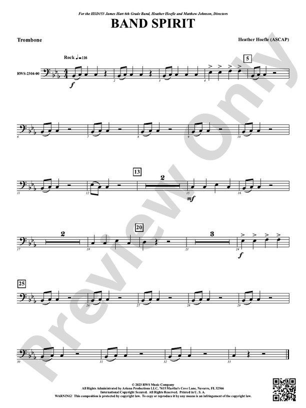 Band Spirit: 1st Trombone: 1st Trombone Part: Heather Hoefle - Digital ...