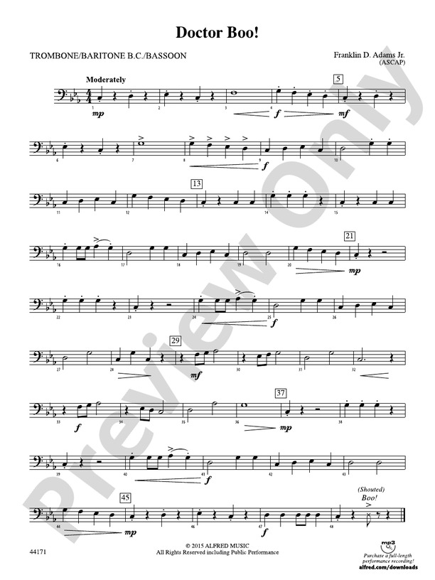 Doctor Boo!: 1st Trombone: 1st Trombone Part - Digital Sheet Music Download