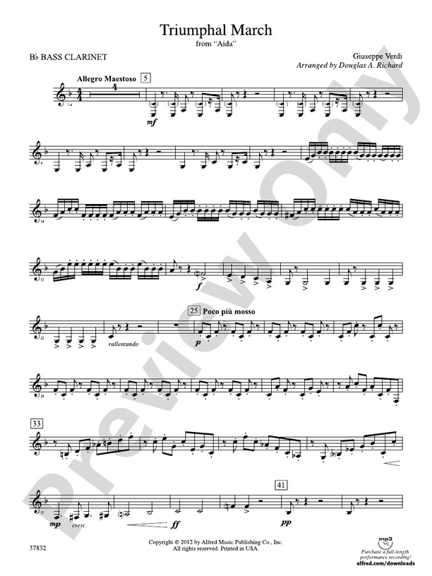 Triumphal March (from Aida): B-flat Bass Clarinet: B-flat Bass Clarinet ...