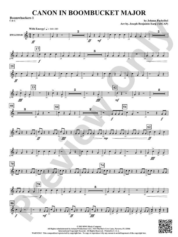 Canon in Boombucket Major: Boomwhackers 1: Boomwhackers 1 Part: Johann ...