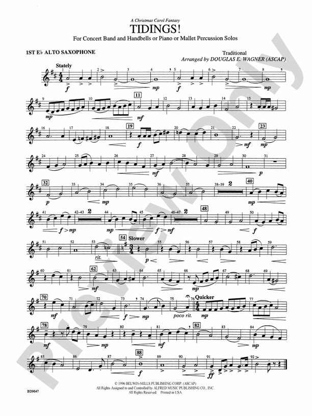 Tidings! (A Christmas Carol Fantasy): E-flat Alto Saxophone: E-flat Alto Saxophone Part ...