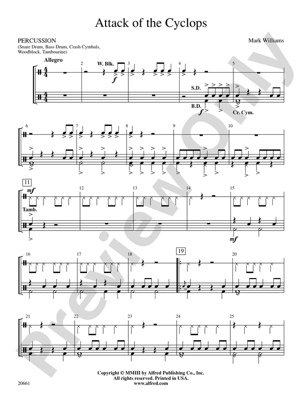 Attack of the Cyclops: 1st Percussion: 1st Percussion Part - Digital ...