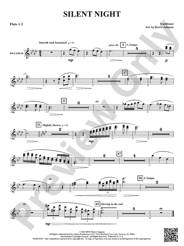 Silent Night: 1st & 2nd Flute: 1st & 2nd Flute Part - Digital Sheet ...